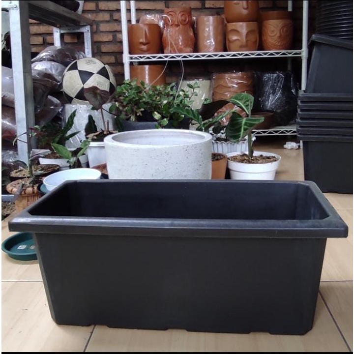 Jual POT PANJANG POLOS HITAM UKURAN 50 POT TANAMAN SEGI PANJANG BESAR ...
