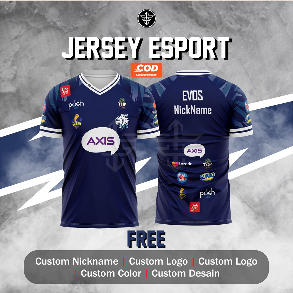 Jual JERSEY EVOS BIRU NEW 2021 FREE NICKNAME | Shopee Indonesia