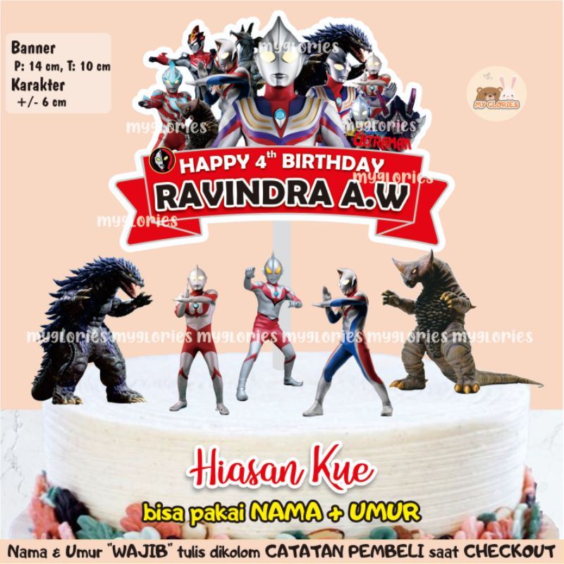 Jual [ CUSTOM NAMA & UMUR ] PART 1 Paket Hiasan Kue Karakter Custom ...