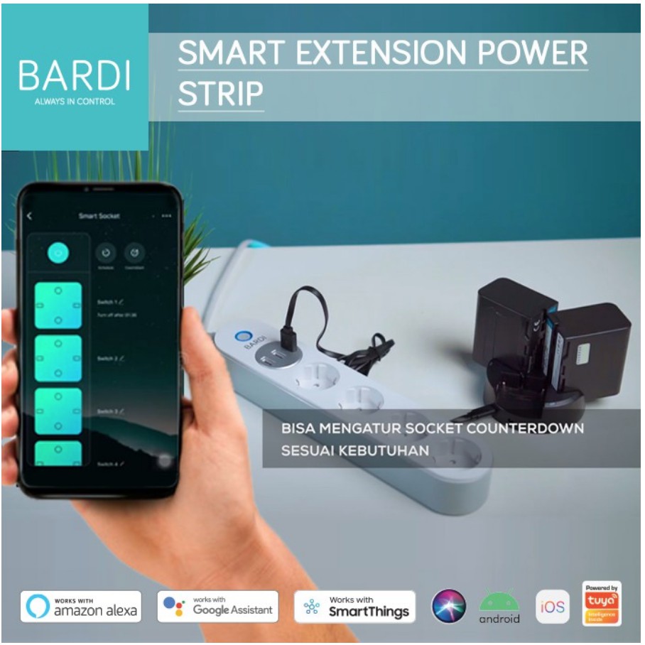 Jual BARDI Smart Extension Power Strip Stop Kontak Colokan Terminal Listrik Estetik USB Socket ...