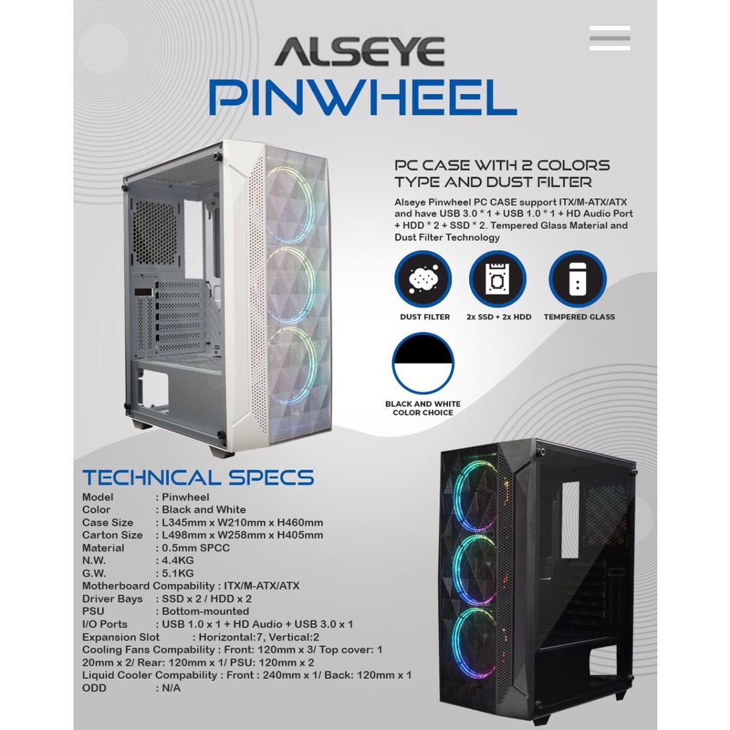 Jual CASING ALSEYE PINWHEEL ITX / ATX | Shopee Indonesia