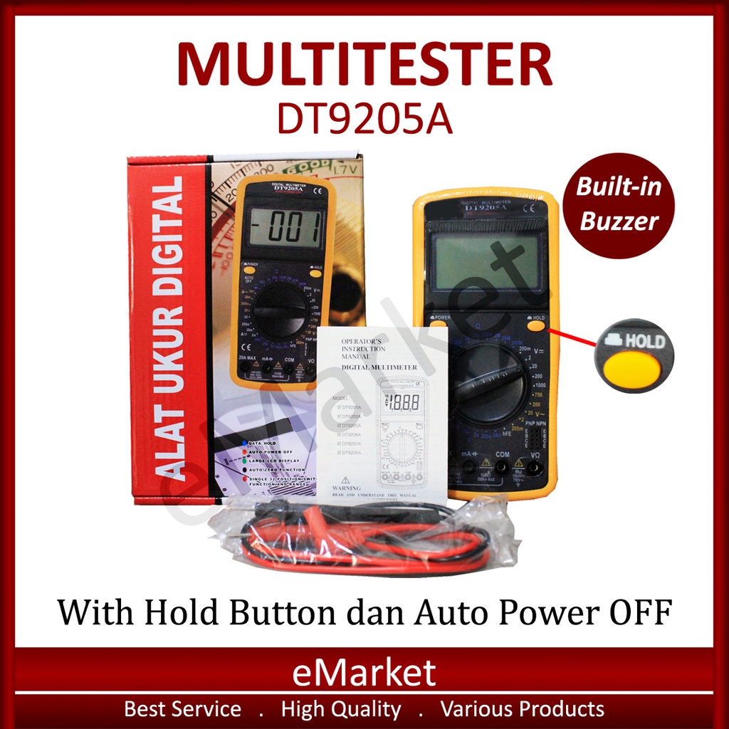 Jual Multitester DT9205A - Avometer - Multimeter - Multi Tester Digital ...