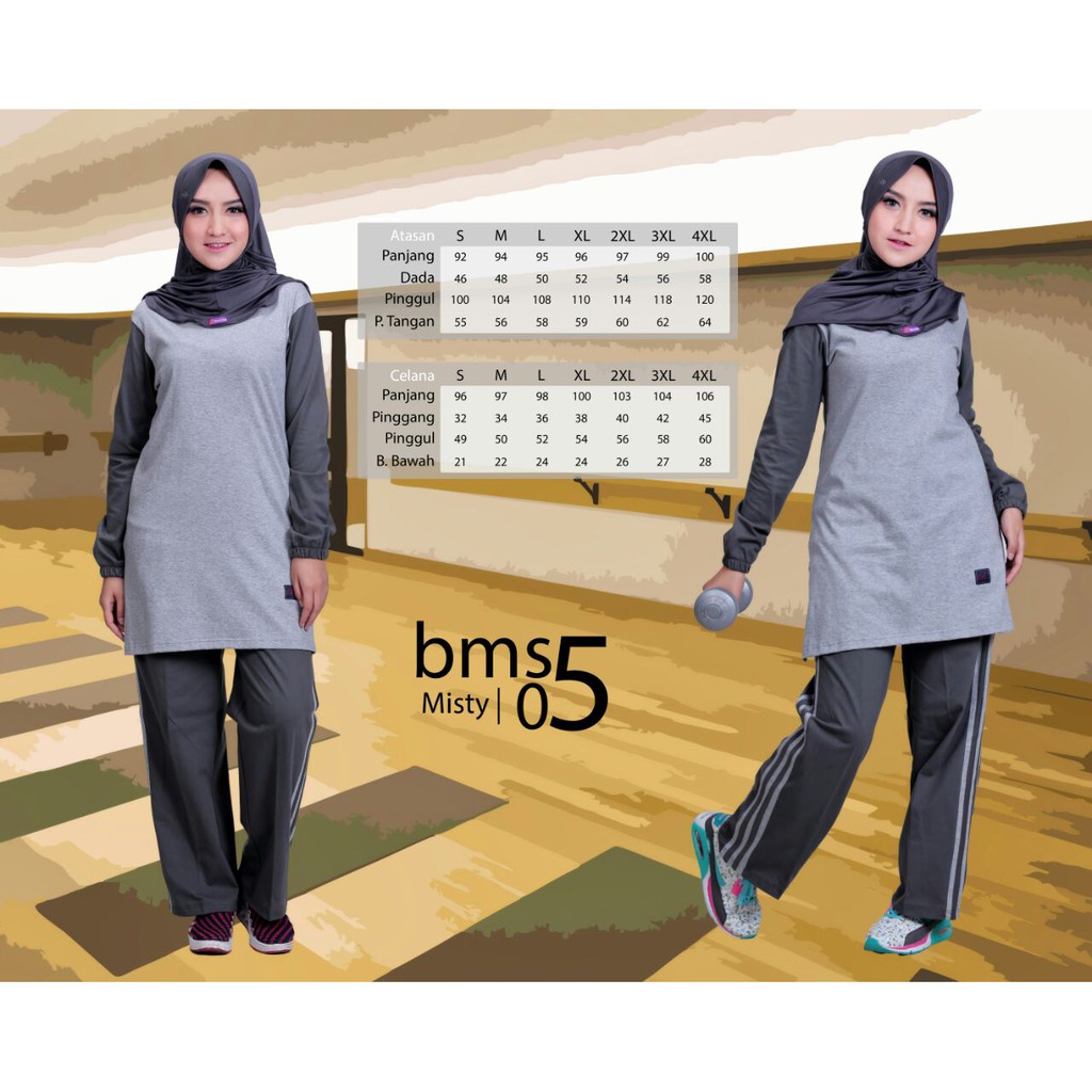 Jual BMS 5 ABU MISTY - BELIEVE MUSLIMAH SPORT | Shopee Indonesia