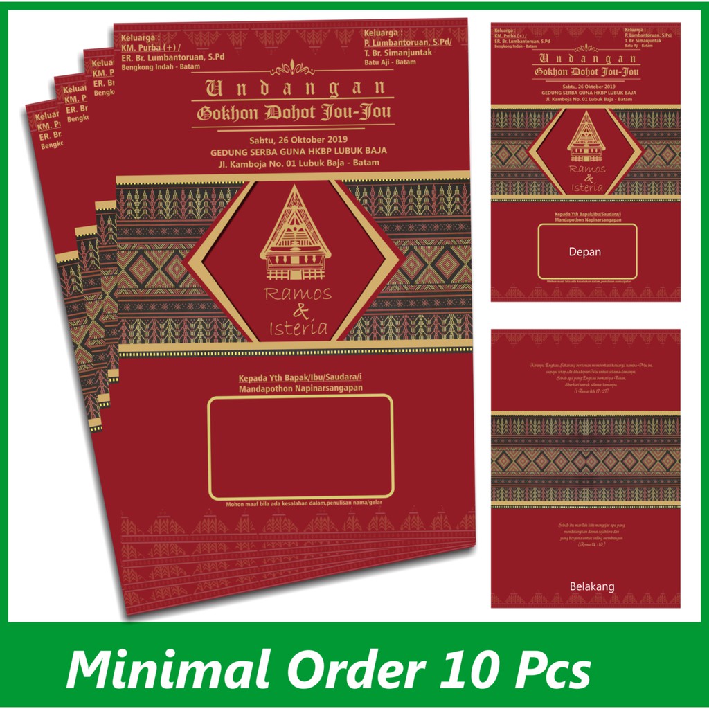 Jual UNDANGAN BATAK MINIMAL ORDER 10 LEMBAR | Shopee Indonesia