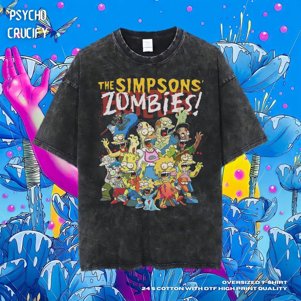 Jual Psycho Crucify "The Simpsons Zombies" Oversized T-Shirt | Stone ...