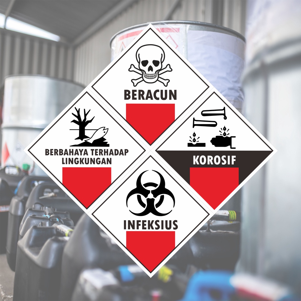Jual Sticker Label Tanda Limbah B3 Stiker Hazmat, Beracun, cairan mudah ...