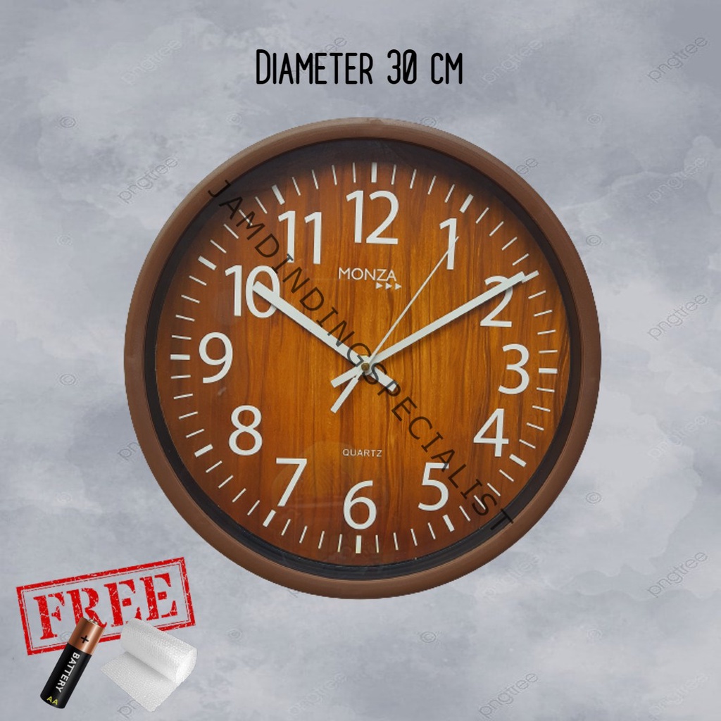 Jual JAM DINDING VINTAGE JAM DINDING MOTIF KAYU TEBAL DIAMETER 30CM ...