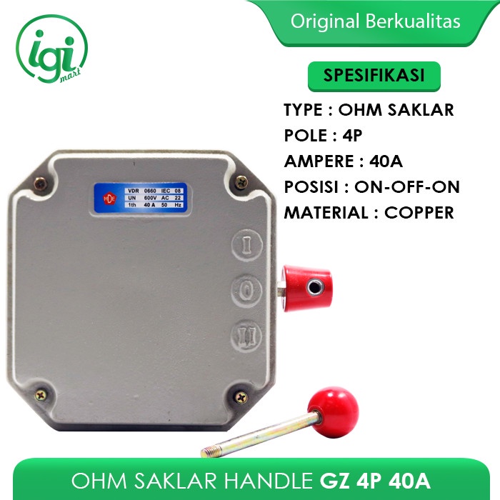 Jual CHANGE OVER SWITCH COS GZ 4P 40A / OHM SAKLAR HANDLE / CAM STATER | Shopee Indonesia