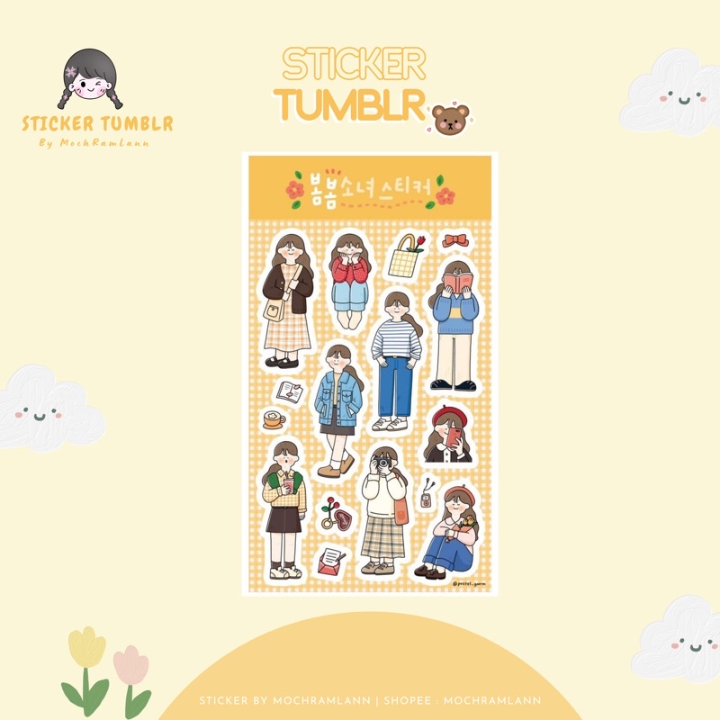 Jual KOREAN GIRLS STICKER SHEET / STIKER JURNAL / STICKER TUMBLR ...