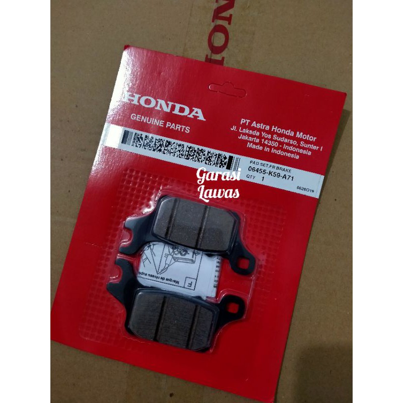 Jual 06455-K59-A71 Padset front original AHM Honda Vario 150 kampas rem ...
