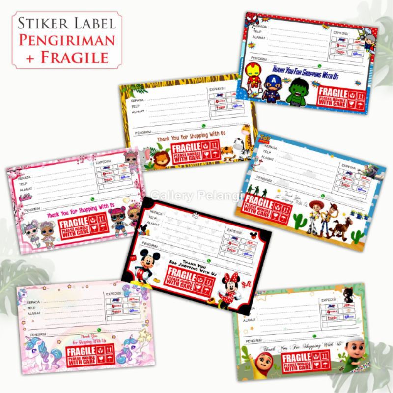 Jual stiker label pengiriman plus fragile dengan gambar lucu | Shopee ...