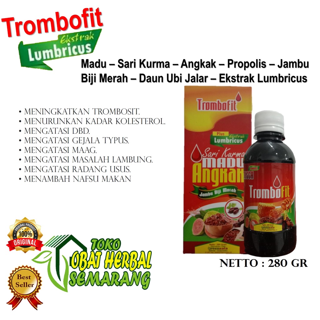 Jual Trombofit 280 gr Sari Kurma Madu Angkak Plus Lumbricus 280 Obat ...