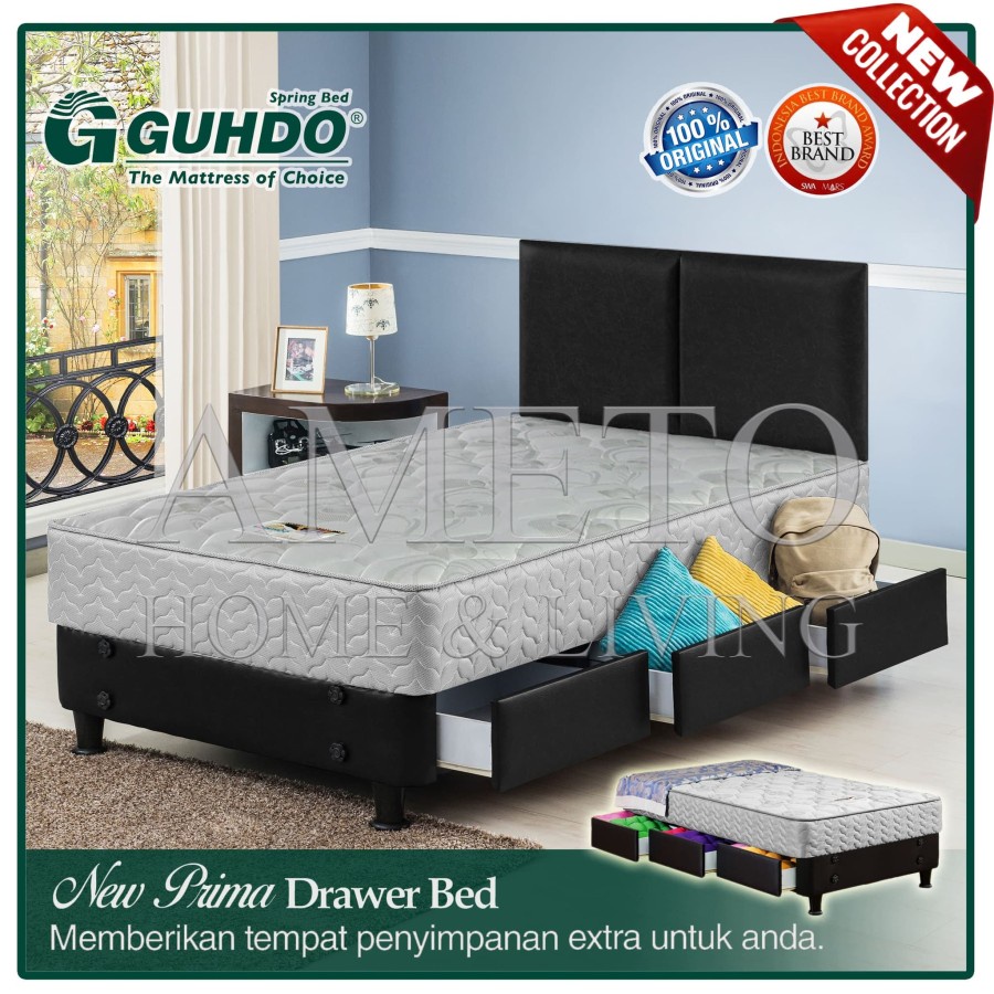 Jual Guhdo Springbed Drawer Laci New Prima 120x200 HB Atlantic Full Set | Shopee Indonesia
