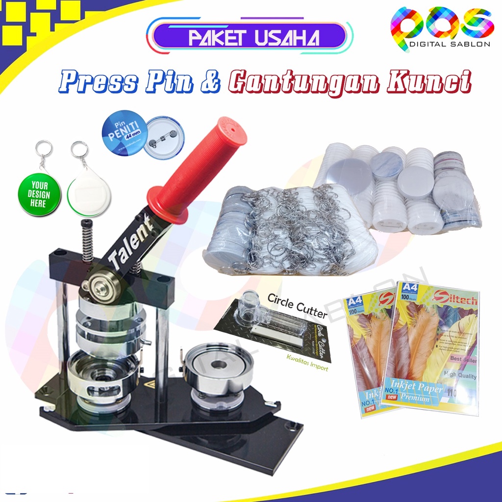 Jual Paket Usaha Press Pin ( Mesin Press Pin Silver TALENT Buttom ASLI ...