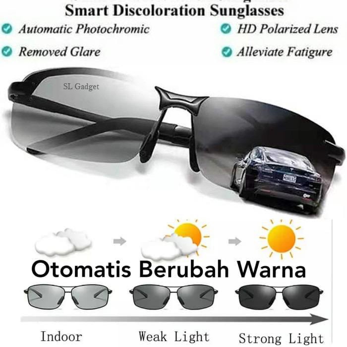 Jual Kacamata Photocromic Polarized UV400 Pria Wanita Ori Anti Silau Siang Dan Malam | Shopee ...
