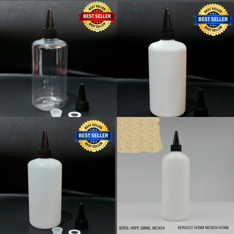 Jual Botol 500ml Botol Tinta 500ml Botol Kerucut 500ml Tutup Hitam ...