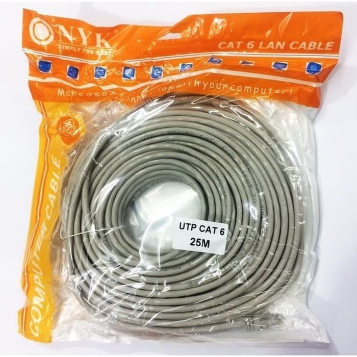 Jual NYK Kabel LAN UTP CAT6 MERK NYK 25/30 METER | Shopee Indonesia
