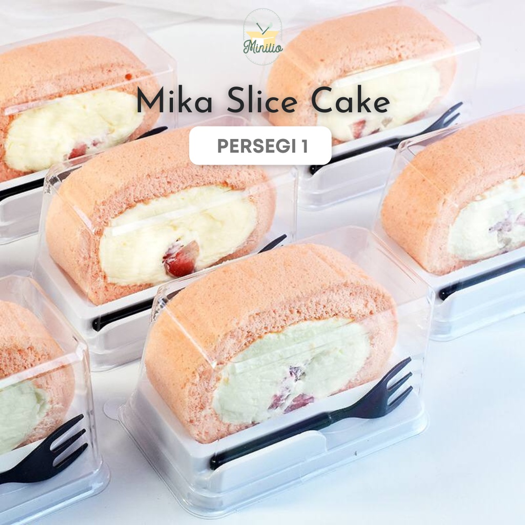 Jual Slice cake Mika Box | Kotak Mini Cake Inlude dengan garpu bentuk ...