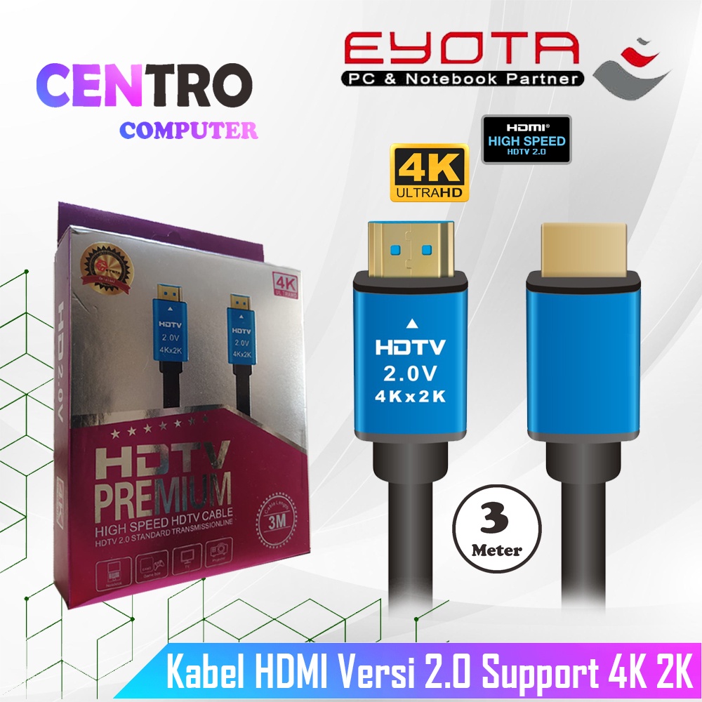 Jual kabel HDMI Versi 2.0 Support 4K 2K 3 Meter /HDTV Premium Cable 3 ...