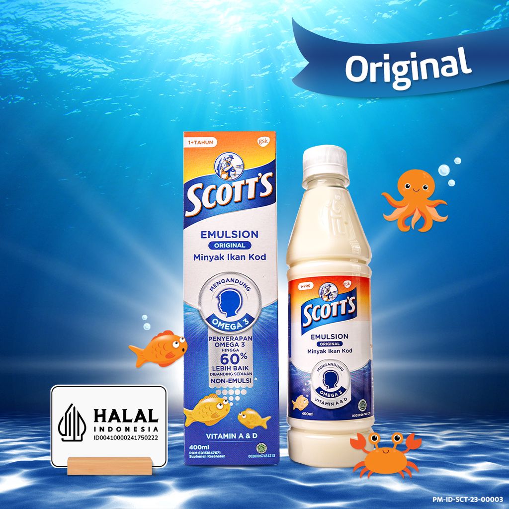 Jual Scotts Emulsion Original dengan Omega 3, Vitamin A dan D 400ml ...