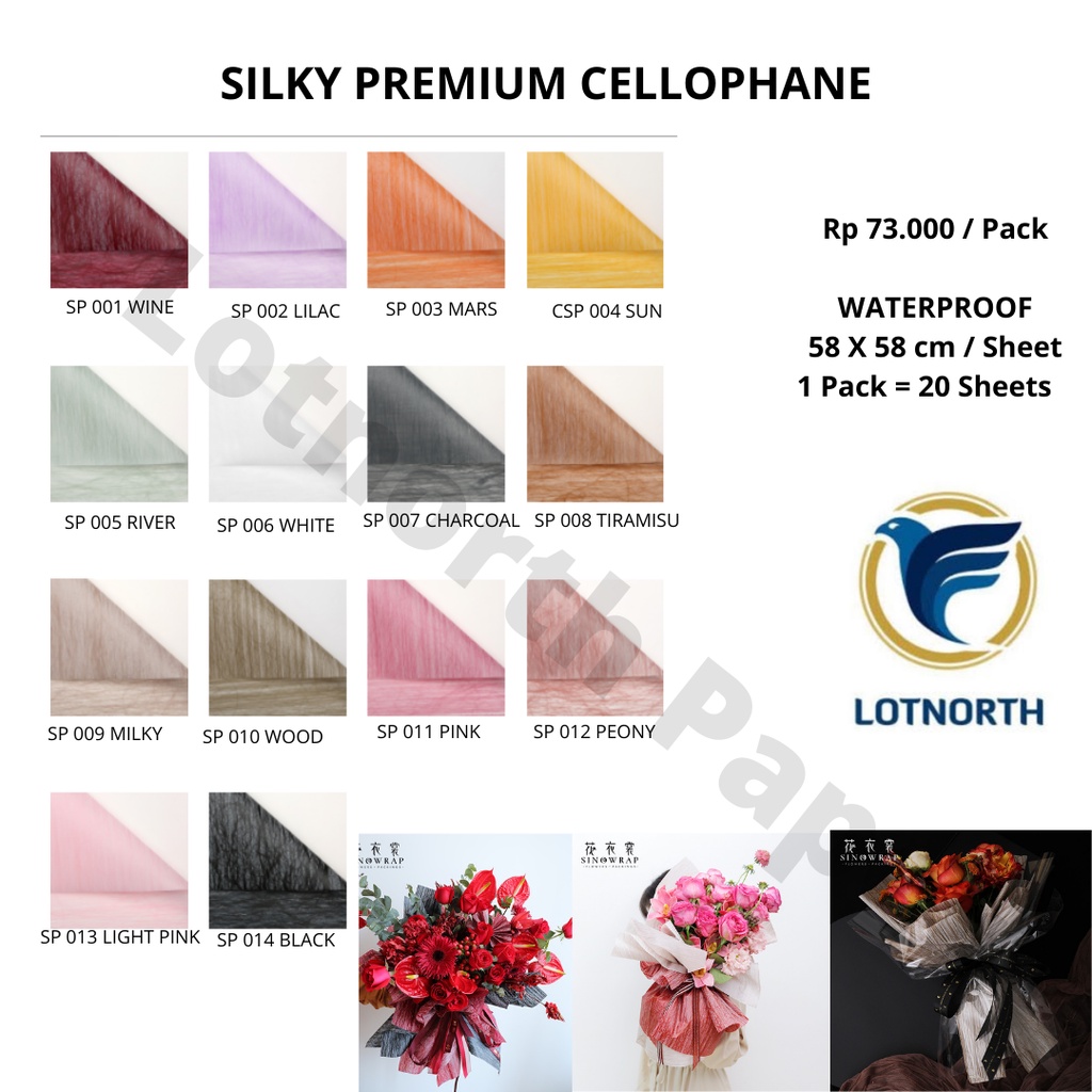 Jual SILKY PREMIUM CELLOPHANE WARNA LENGKAP BAHAN TALI TEKSTUR ...
