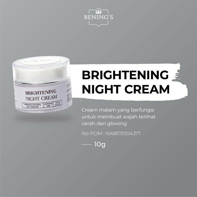 Jual BENING'S BRIGHTENING NIGHT CREAM(K1) cream pencerah dan glowing by dr. Oky Pratama | Shopee ...