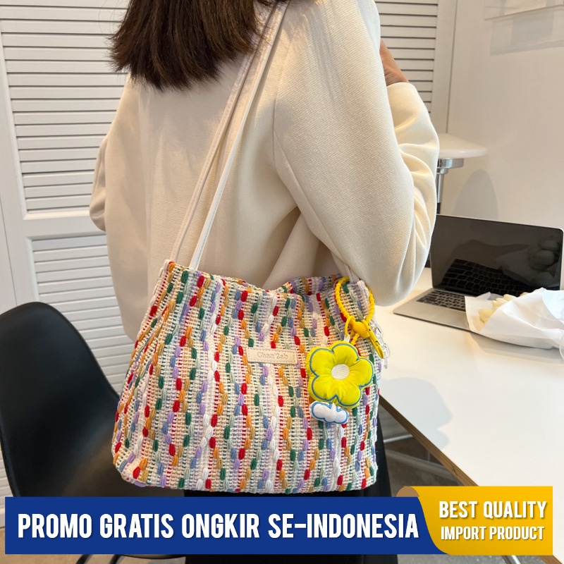 Jual Tinggi Tekstur Rajutan Tas Tren Tote Tas Niche Kapasitas Besar ...