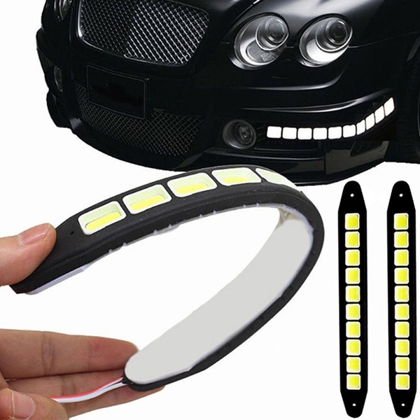 Jual Lampu Mobil 2pcs Waterproof LED 12V Daytime Running Light DRL COB ...