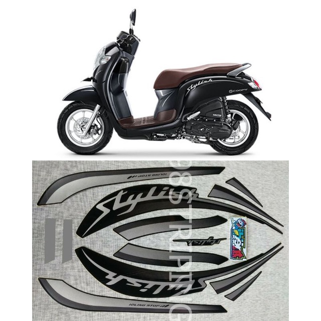 Jual STIKER STRIPING LIS STANDAR ORI HONDA SCOOPY F1 FI STYLISH HITAM ...