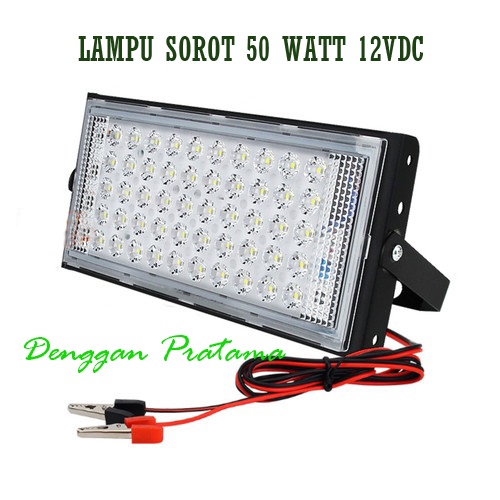 Jual Lampu Sorot Led Panel 50 Watt DC 12V White + Kabel Jepit | Shopee Indonesia