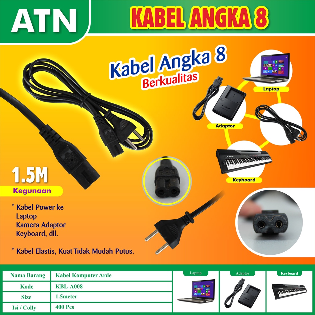 Jual COD-KABEL POWER PC / KOMPUTER /LEPTOP/MEGICOM/ANGKA 8 1.5M ATN ...