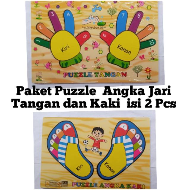 Jual Paket Puzzle Kayu Jari Tangan dan Kaki - Mainan Edukasi Kayu Angka ...