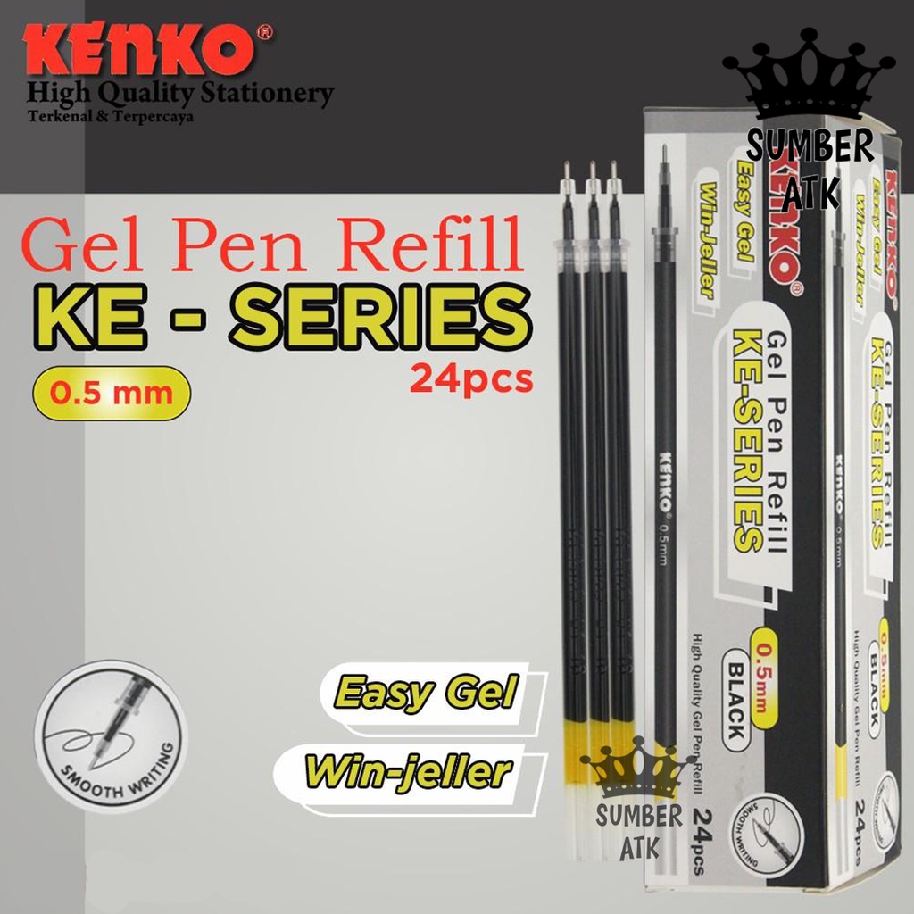 Jual Refill Pen Kenko Easy Gel 1 BOX 24 PCS HITAM dan BIRU , KE Series ...