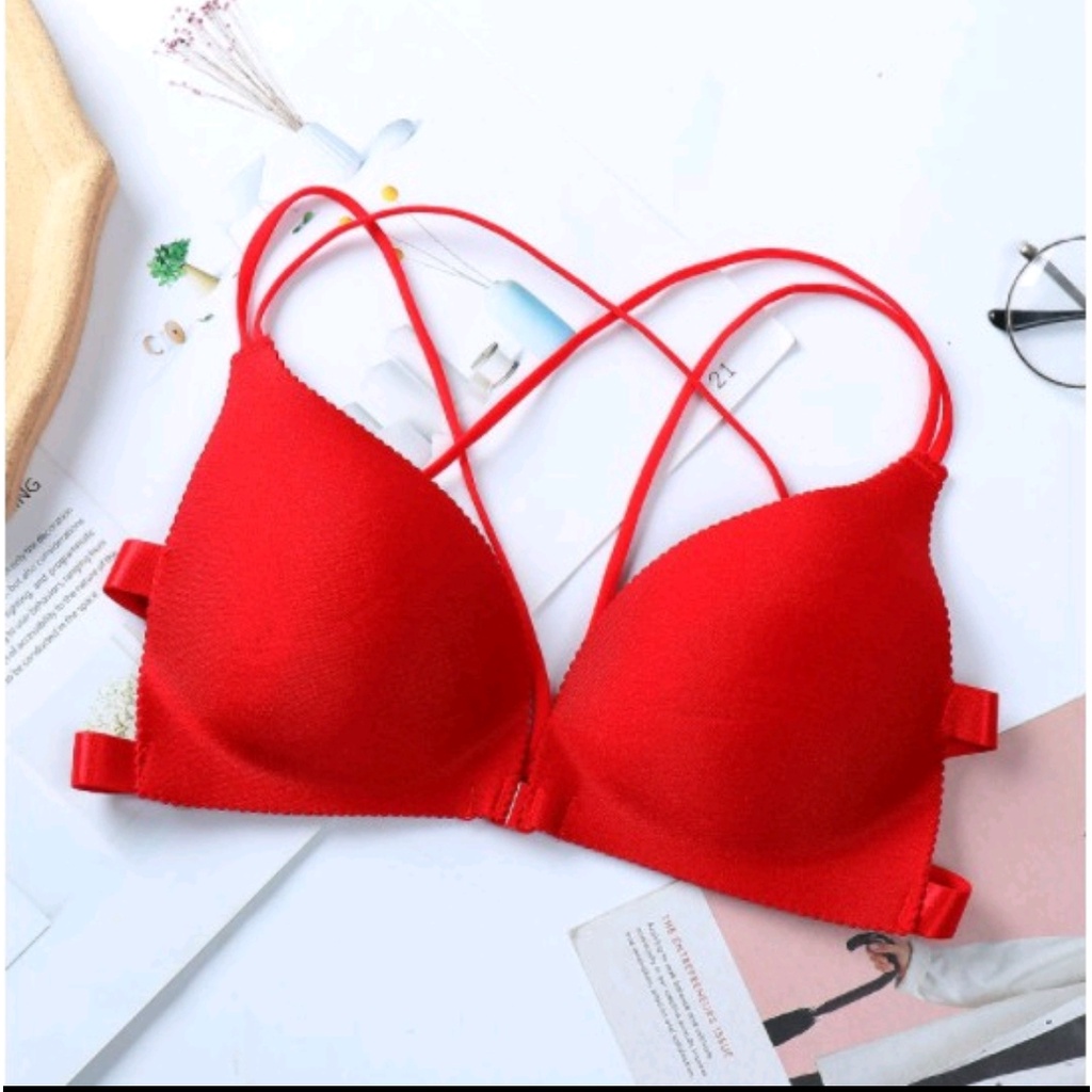 Jual Bra Wanita Bralette Push Up Tanpa Kawat Kancing Depan bra import push up one piece seamless ...