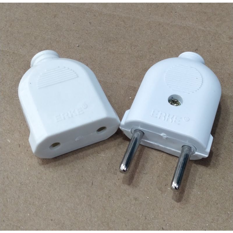 Jual Steker Gepeng Biasa + Kontra 6A/250V (1 pasang) Steker Male and ...