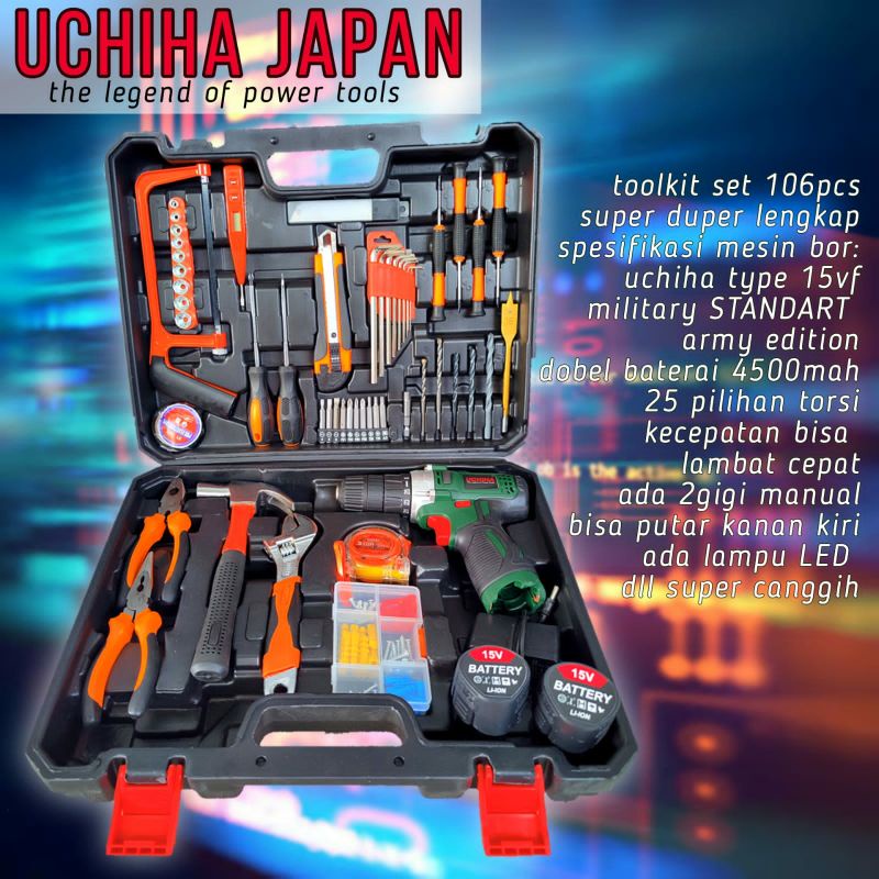 Jual Toolkit set alat tukang lengkap bor edisi military Army uchiha ...