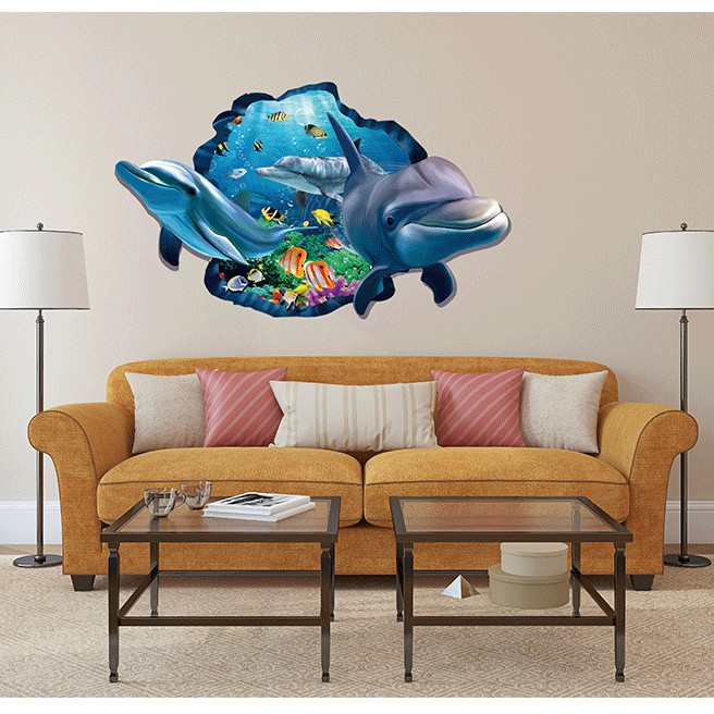 Jual Wall Sticker / Stiker Dekorasi Untuk Dinding (Kaca) : Ikan Lumba ...