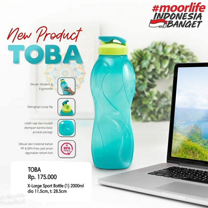 Jual Botol Minum moorlife TOBA Tutup Flip isi 2ltr (botolminum BPA FREE ...
