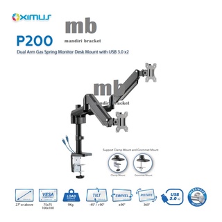 Jual Oximus P200 2 Monitor BRACKET MONITOR GAS SPRING OXIMUS P200 DUAL ...