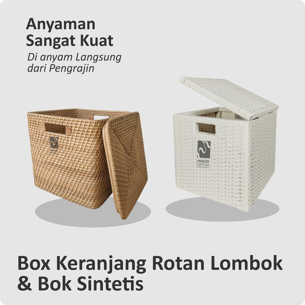 Jual Kotak Serbaguna Keranjang Penyimpanan Box Tutup Anyaman Lombok ...
