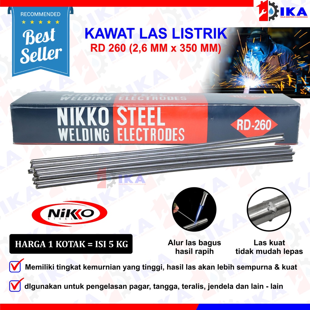 Jual KAWAT LAS Listrik NIKKO Steel RD 260 2.6MM X 350 Mm 5 kilo | Shopee Indonesia