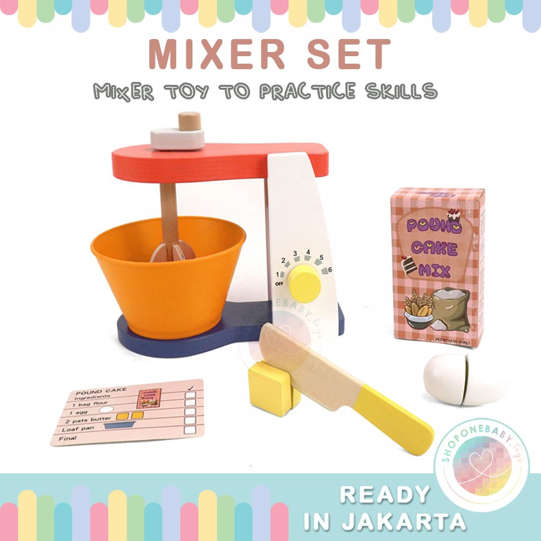 Jual JKT Kitchen Mixer Blender Pretend Role Play Kitchen Wooden Toys Mainan Anak Dapur Masak Leo ...