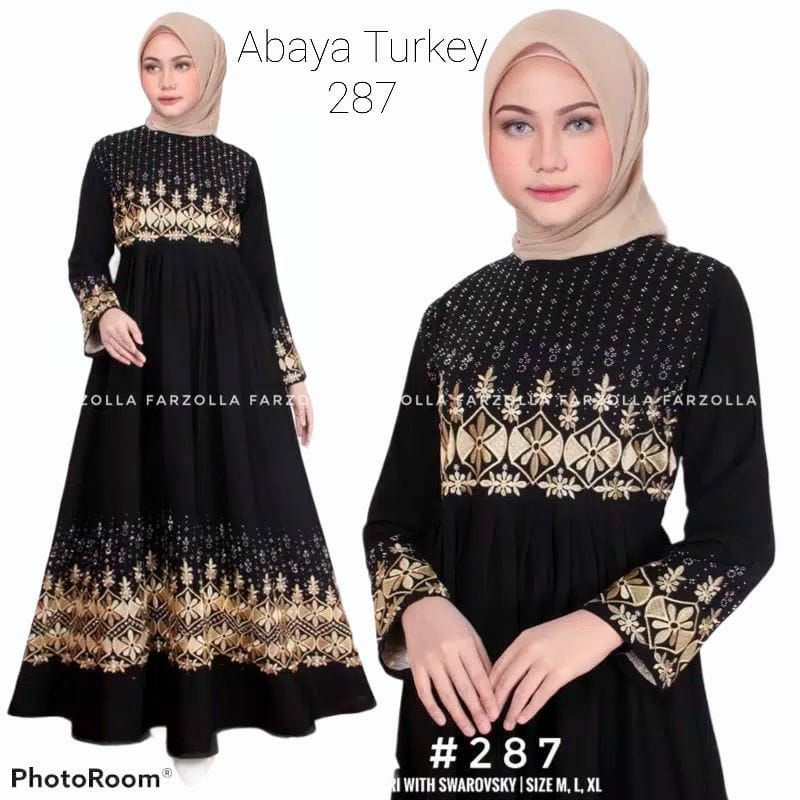 Jual Abaya Bordir Gamis arab Hitam Abaya hitam turkey bordir | Shopee ...