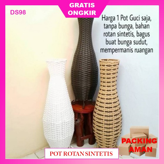 Jual Pot Bunga Sudut Besar Kayu Rotan Putih Hitam Gucci Tinggi Ukuran T 60 Cm | Shopee Indonesia