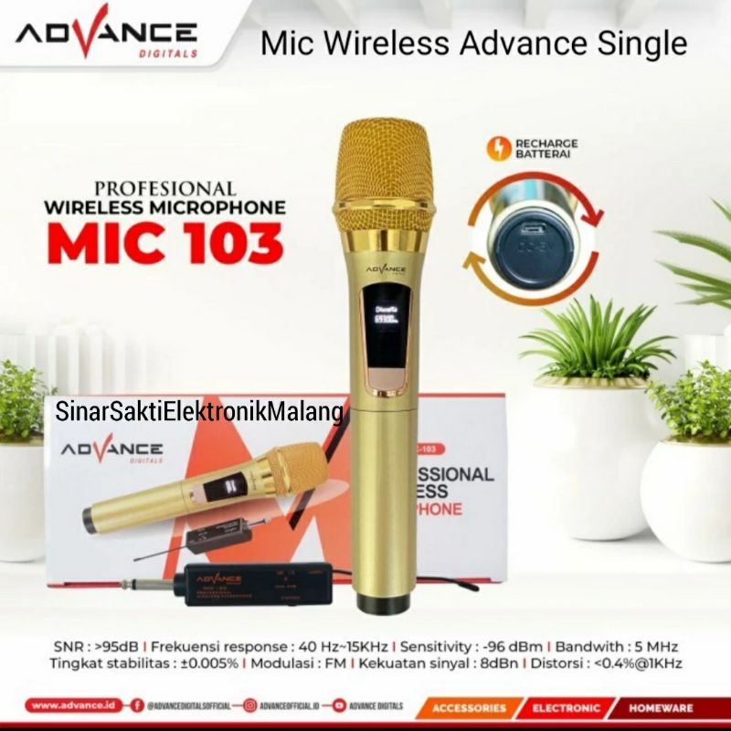 Jual Microphone Mic Wireless Advance 103 Single Pengeras Suara Tanpa ...