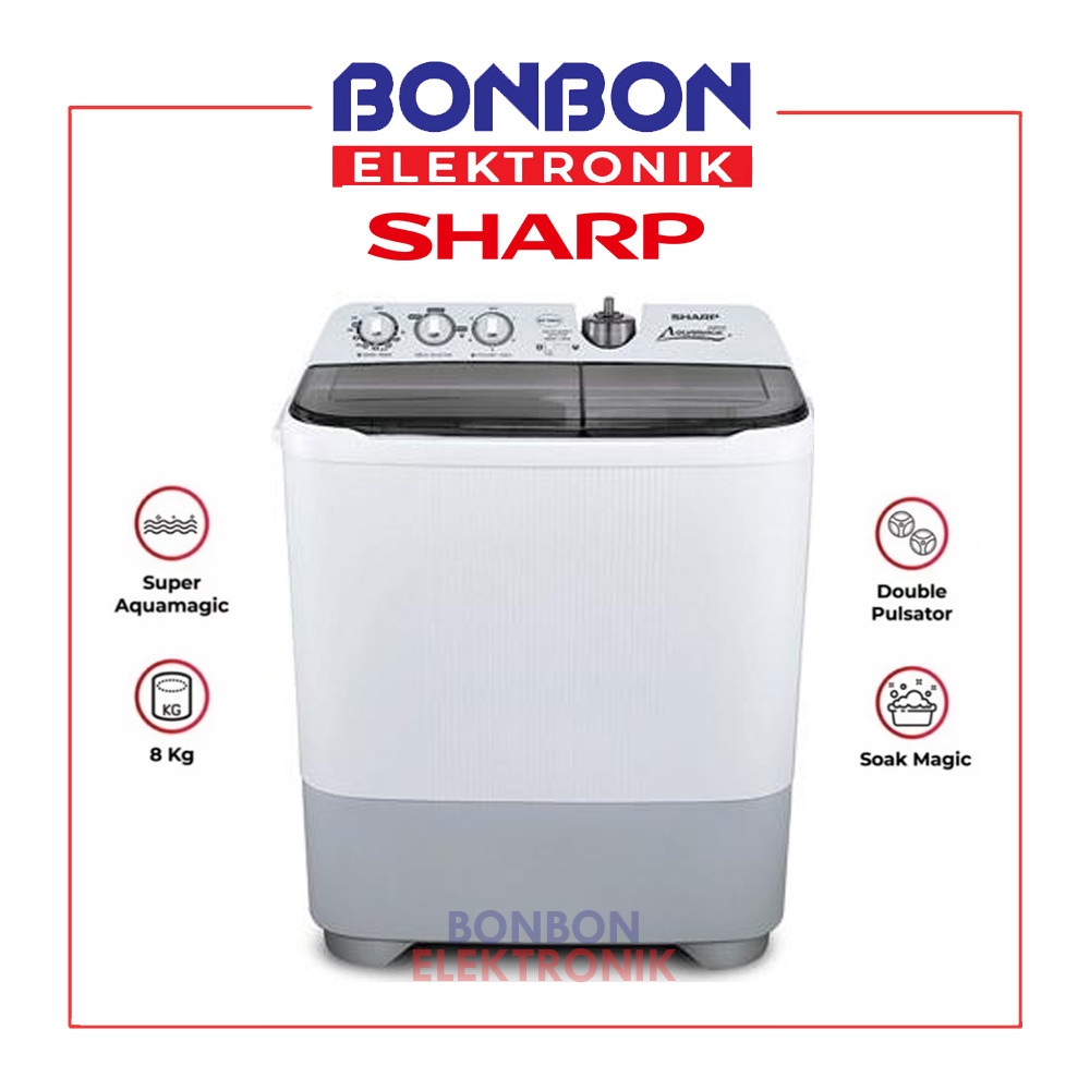 Jual Sharp Mesin Cuci 2 Tabung 8KG ES-T86CL-HK / EST 86 CL HK / EST86 | Shopee Indonesia