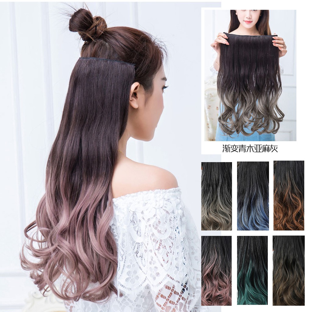 Jual HGCP half wig premium wavy curly gelombang gradasi big layer ombre ...