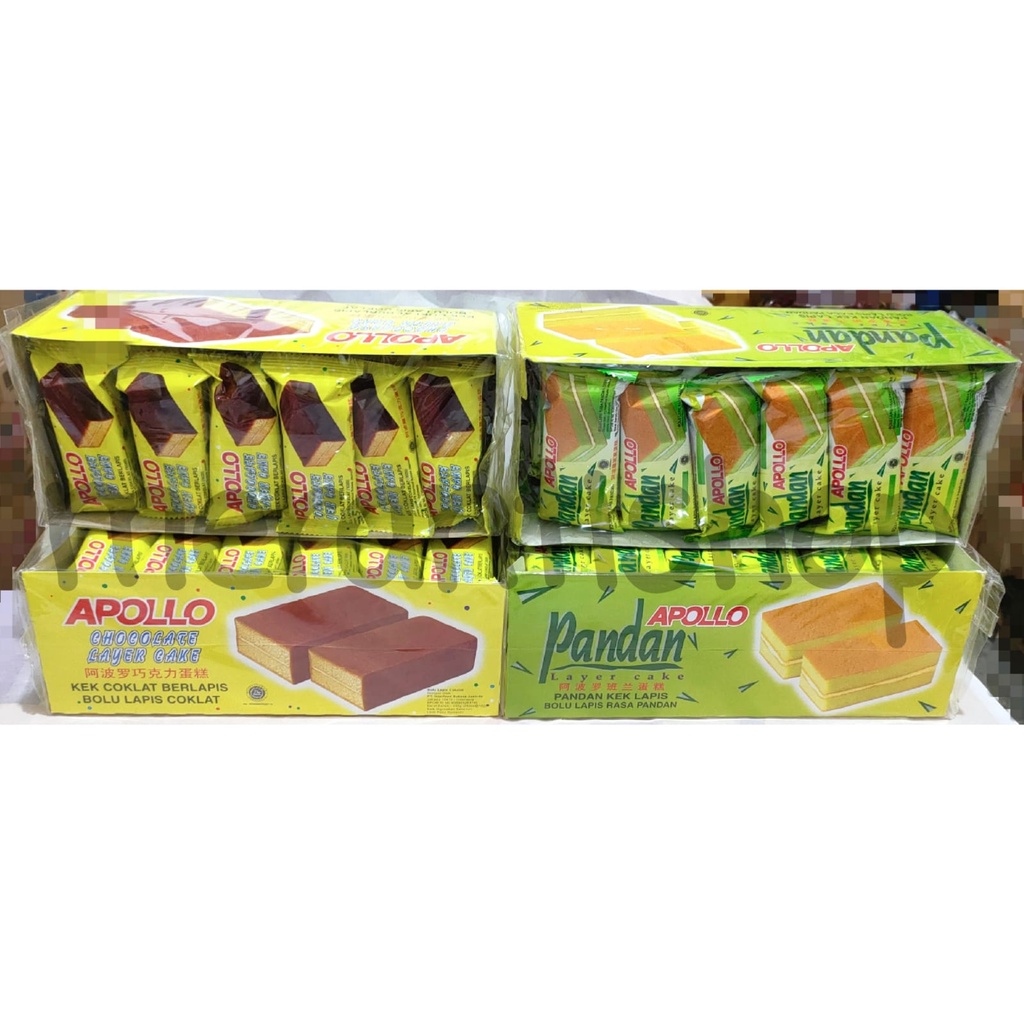Jual APOLLO BOLU ORIGINAL MALAYSIA Pandan & Coklat 24Bungkus | Shopee ...