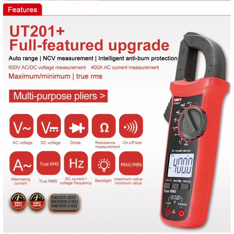 Jual UT201 Tang Ampere Digital Clamp Meter Multimeter AVO meter AC DC ...