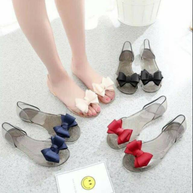 Jual Sepatu jelly pita kupu kupu bening import | Shopee Indonesia